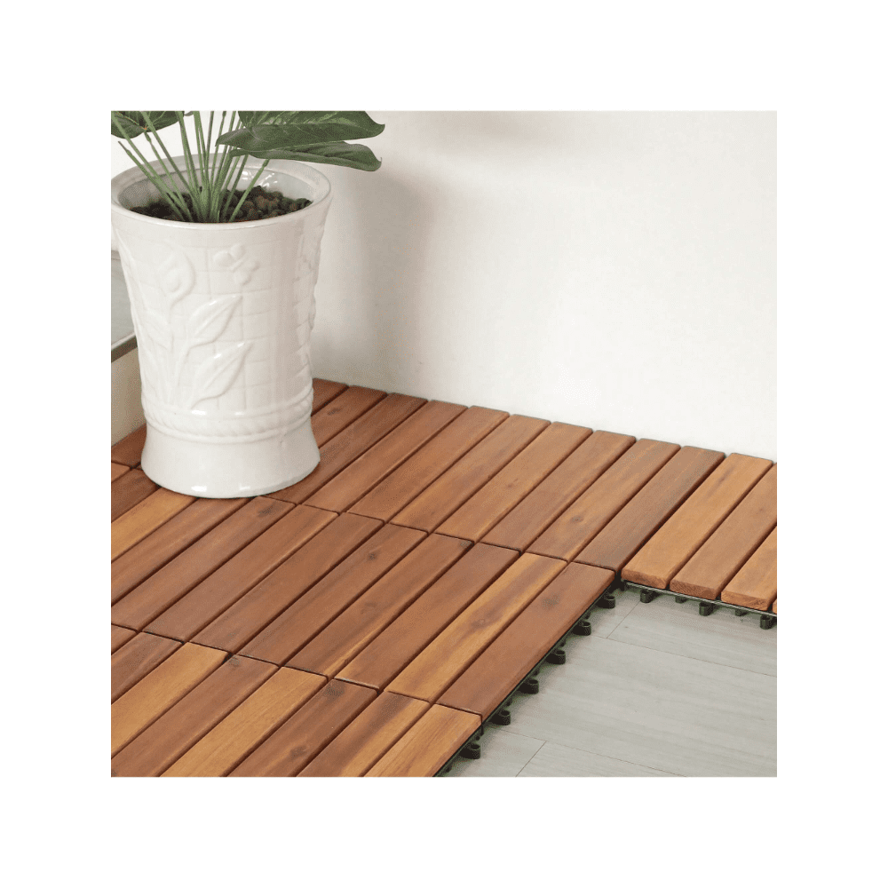 Wood Interlocking Flooring Tiles, Straight Pattern Patio Deck Tiles, 11 ...