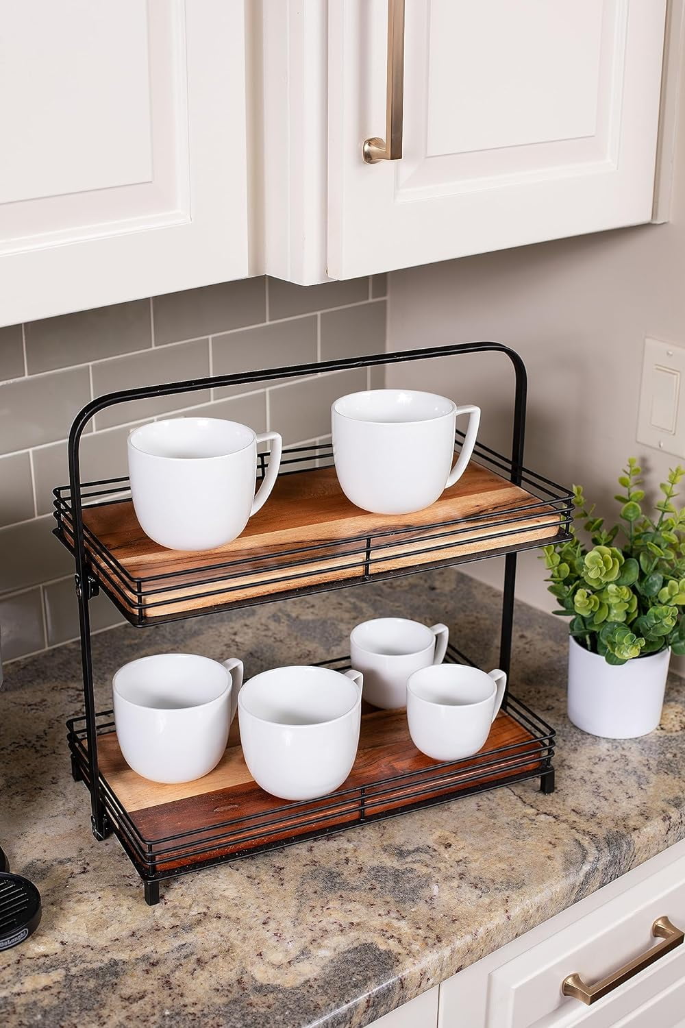 Wood & Iron Serving Tray w/Handle Rustic Farmhouse Dessert Server ...