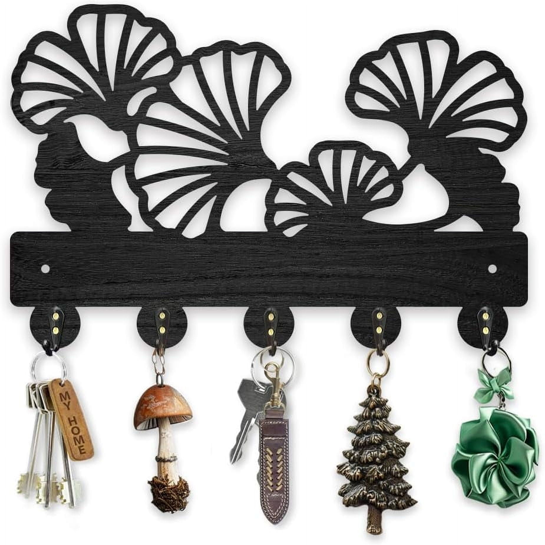 Wood & Iron Wall Mounted Hook Hangers Decorative Organizer Rack with ...