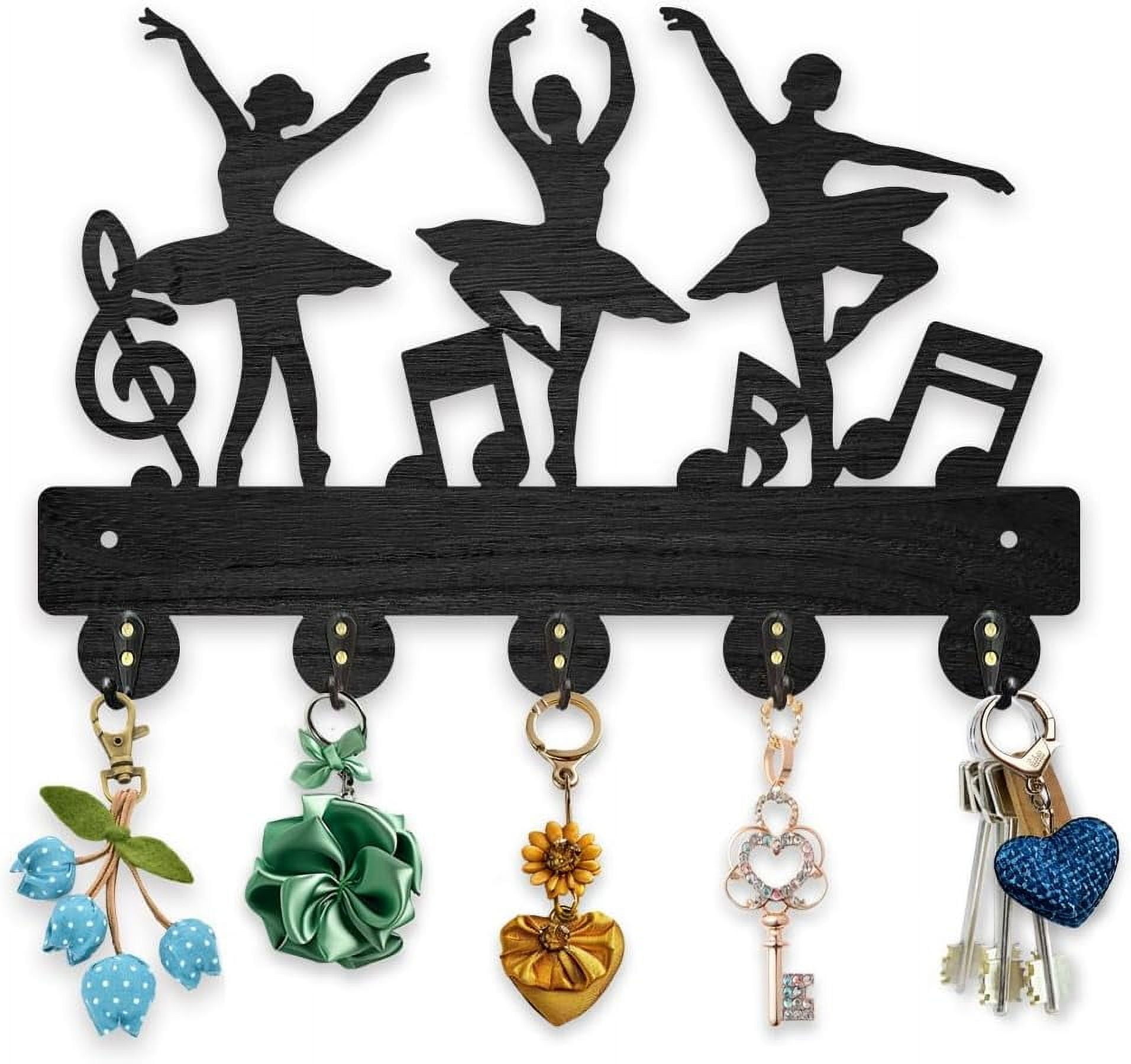 Wood & Iron Wall Mounted Hook Hangers Decorative Organizer Rack with 2Pcs Screws 200x300x7mm 5 ...