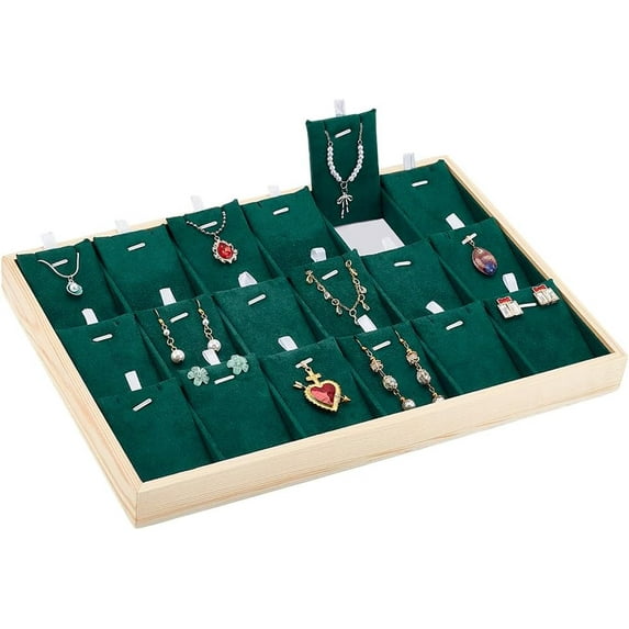 Wood Jewelry Display Tray 18 Grids Stackable Jewelry Storage Trays ...