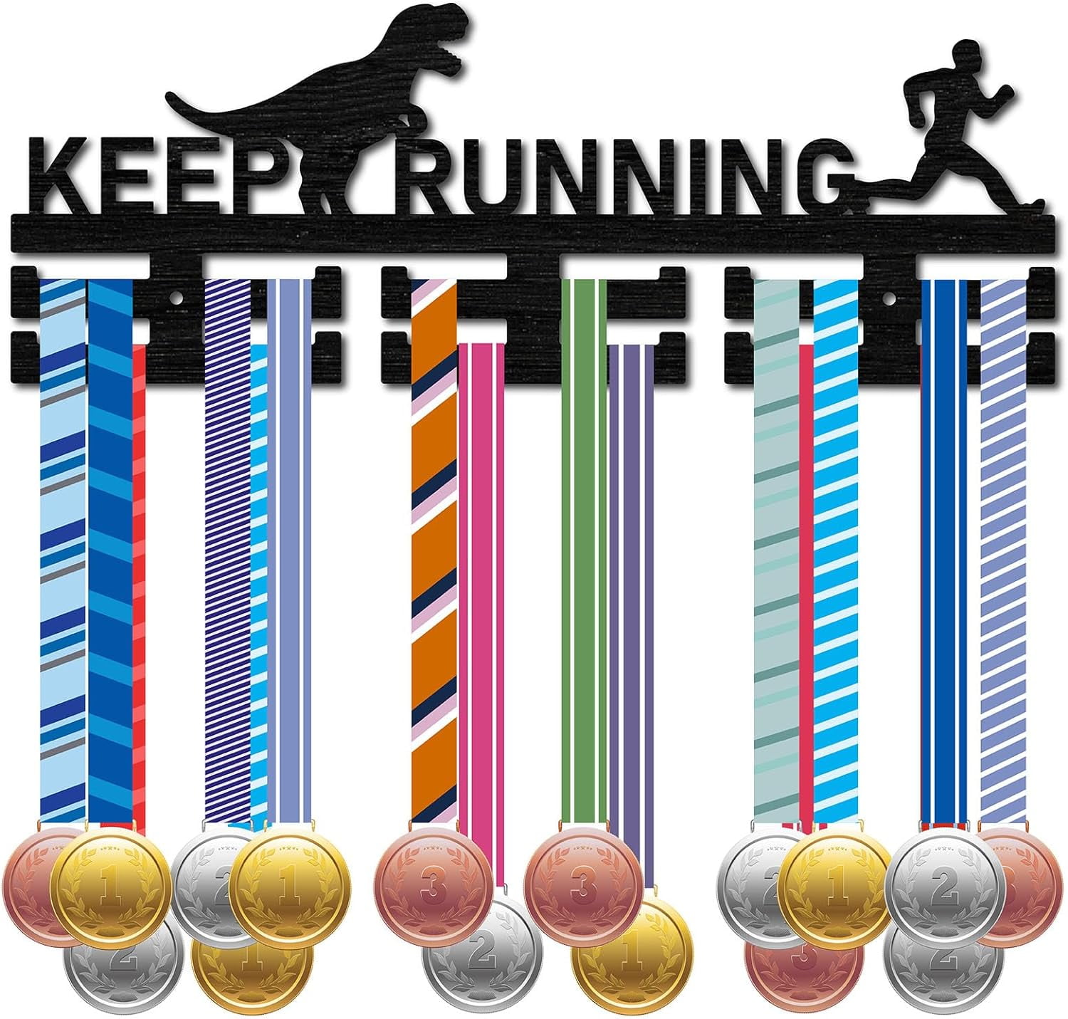 Wood Keep Running Medal Holder Sport Medal Hanger Display Marathon ...