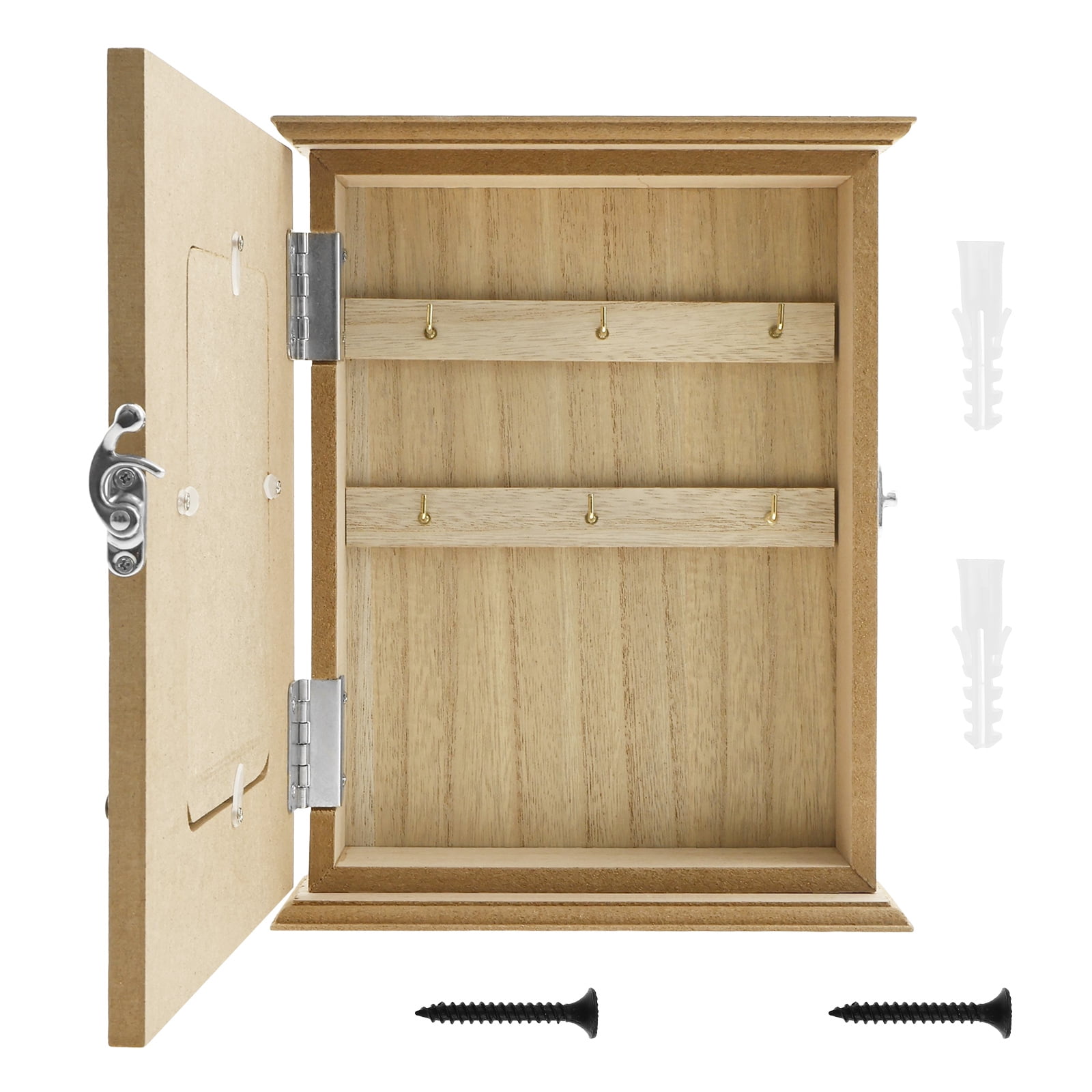 Wood Key Cabinet With Photo Frame Function Wall Mount Wood Key Box ...