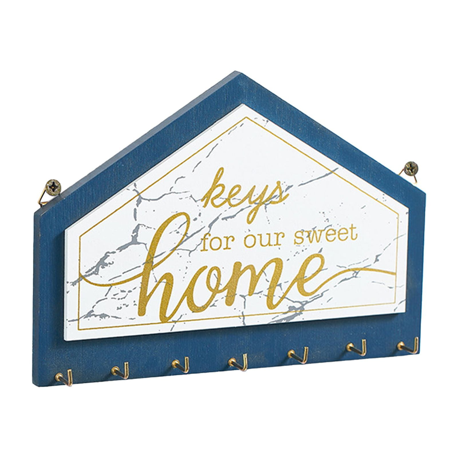 Wood Key Hook Holder Wall Hanging Organizer Rectangle Shape House Key ...