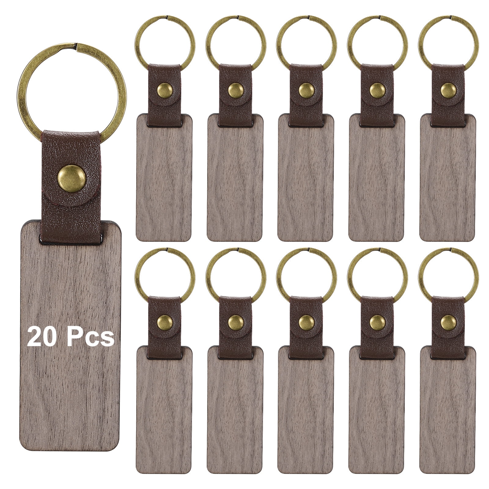 Wood Keychain Blanks, 20pcs Wooden Keychain Blanks Keychain Bulk ...