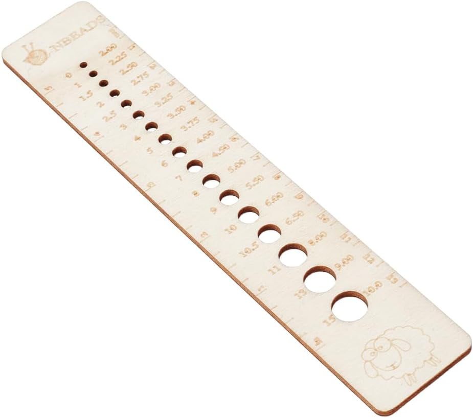Wood Knitting Needle Gauge and Ruler Small Needle Size Checker Knitting ...
