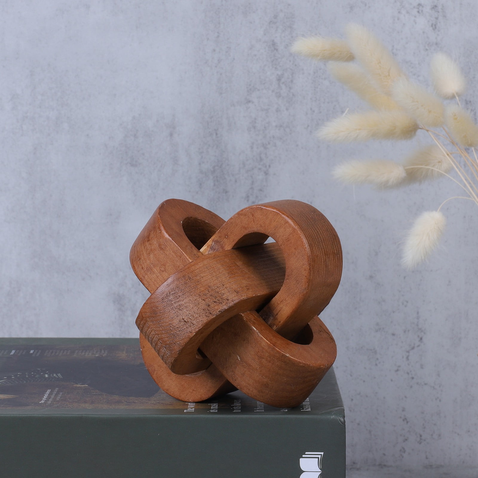 Wood Knot Chain Link Decor - 3 Link Boho Wooden Hand Carved Decorative ...