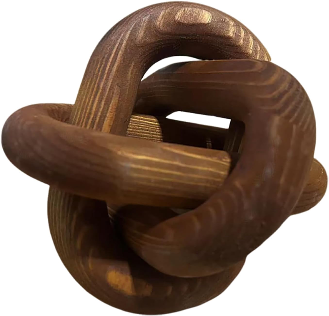 Wood Knot Chain Link Decor - 3 Link Boho Wooden Hand Carved Decorative ...