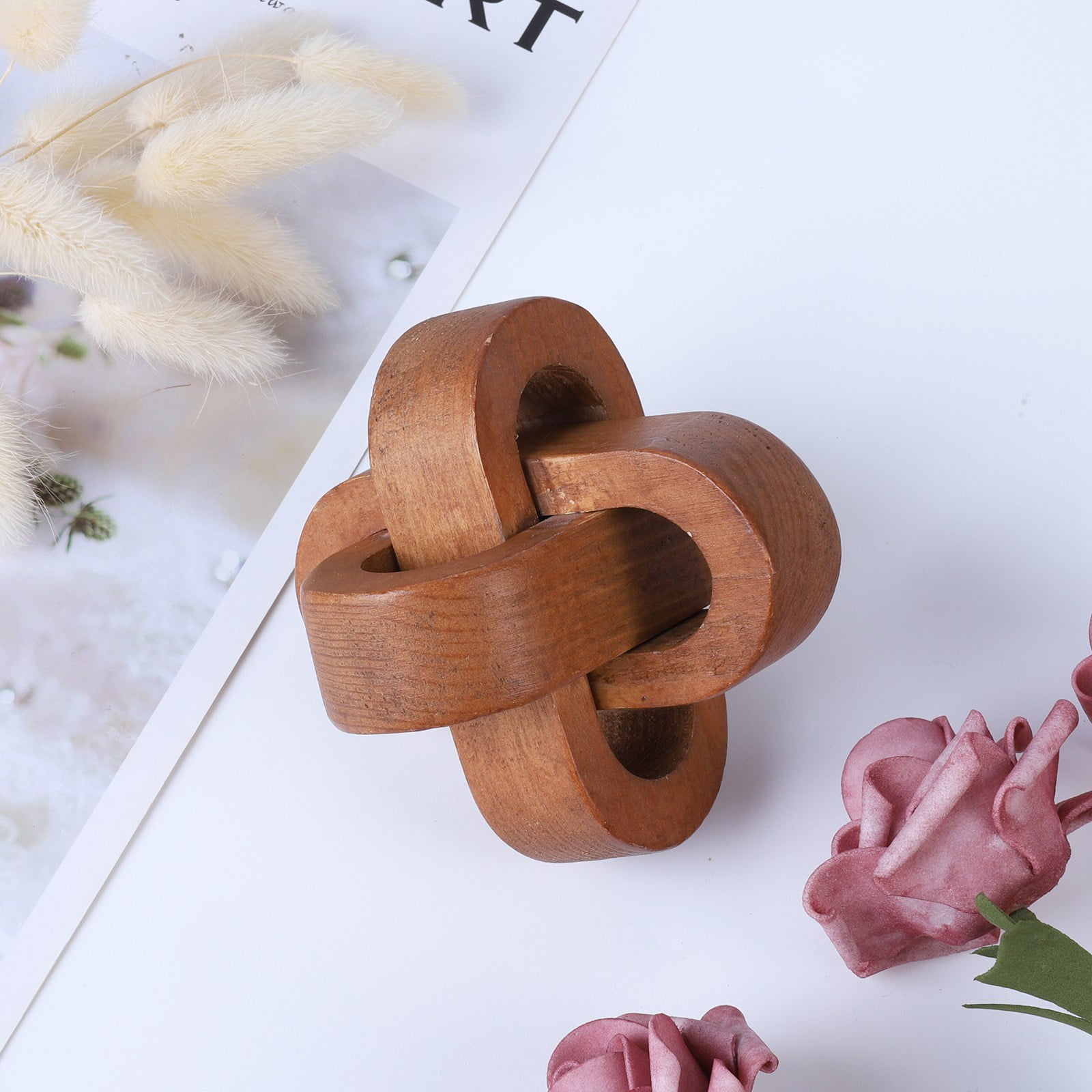Wood Knot Hand Carved 3 Link Chain Decorative Rustic Farmhouse Entryway ...