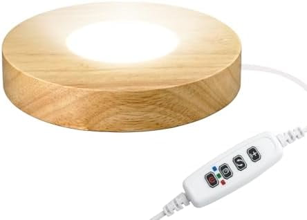 Wood LED Light Base - Crystal Display Base for Glass Art/Acrylic, 3 ...
