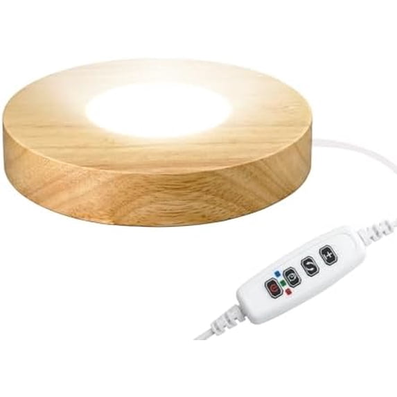 Wood LED Light Base - Crystal Display Base for Glass Art/Acrylic, 3 ...