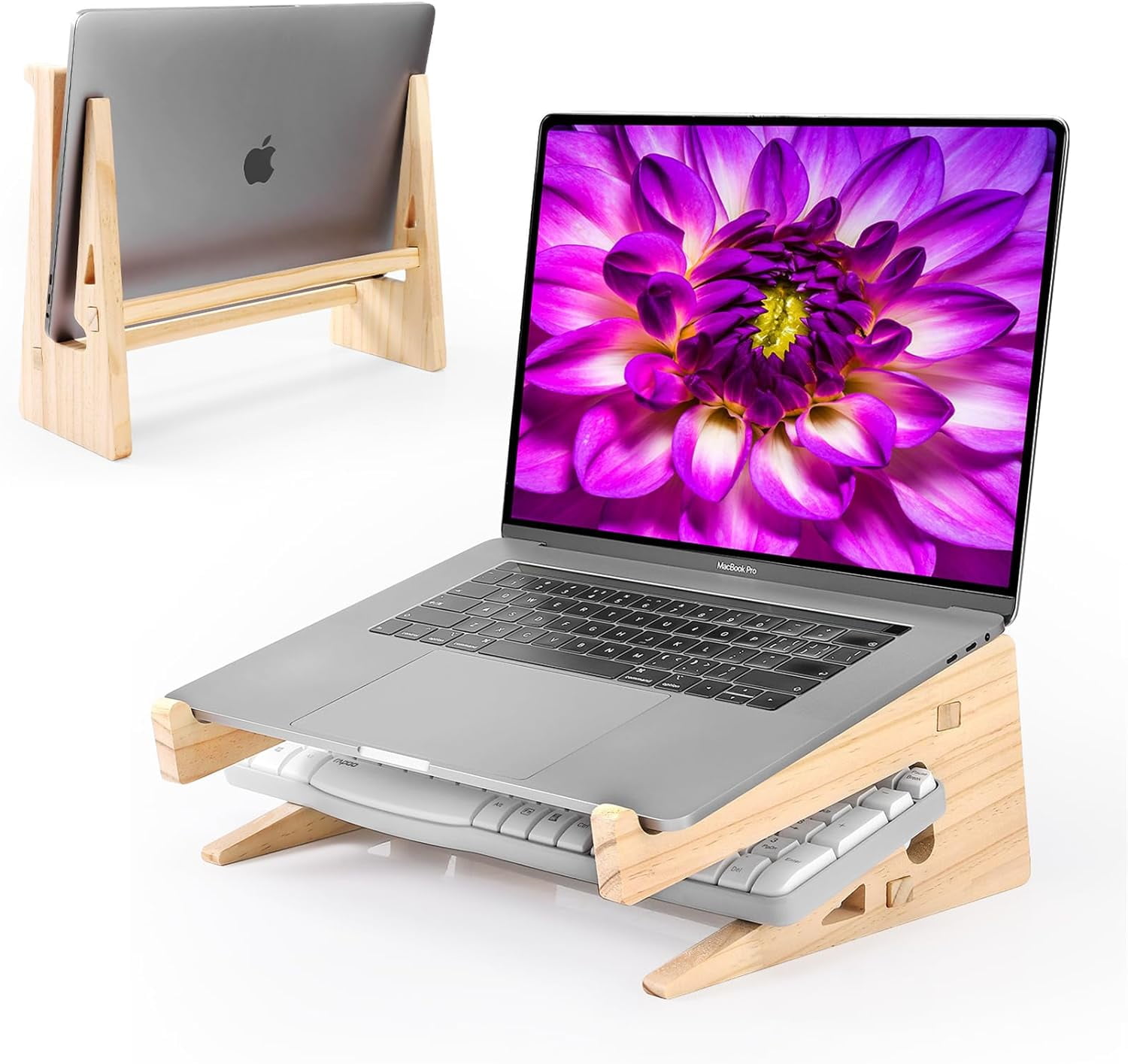 Wood Laptop Stand,Universal Computer Stands for Desk,Vertical Laptop ...