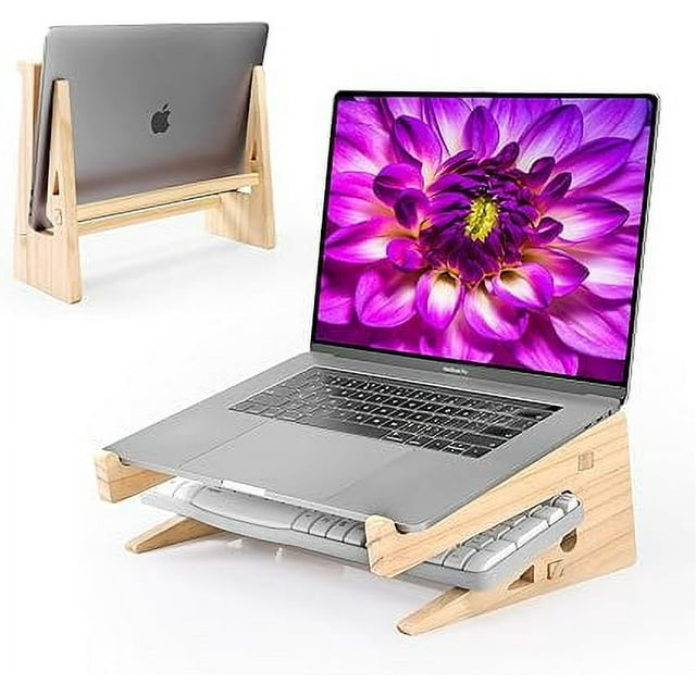 Wood Laptop Stand,Universal Computer Stands for Desk,Vertical Laptop ...
