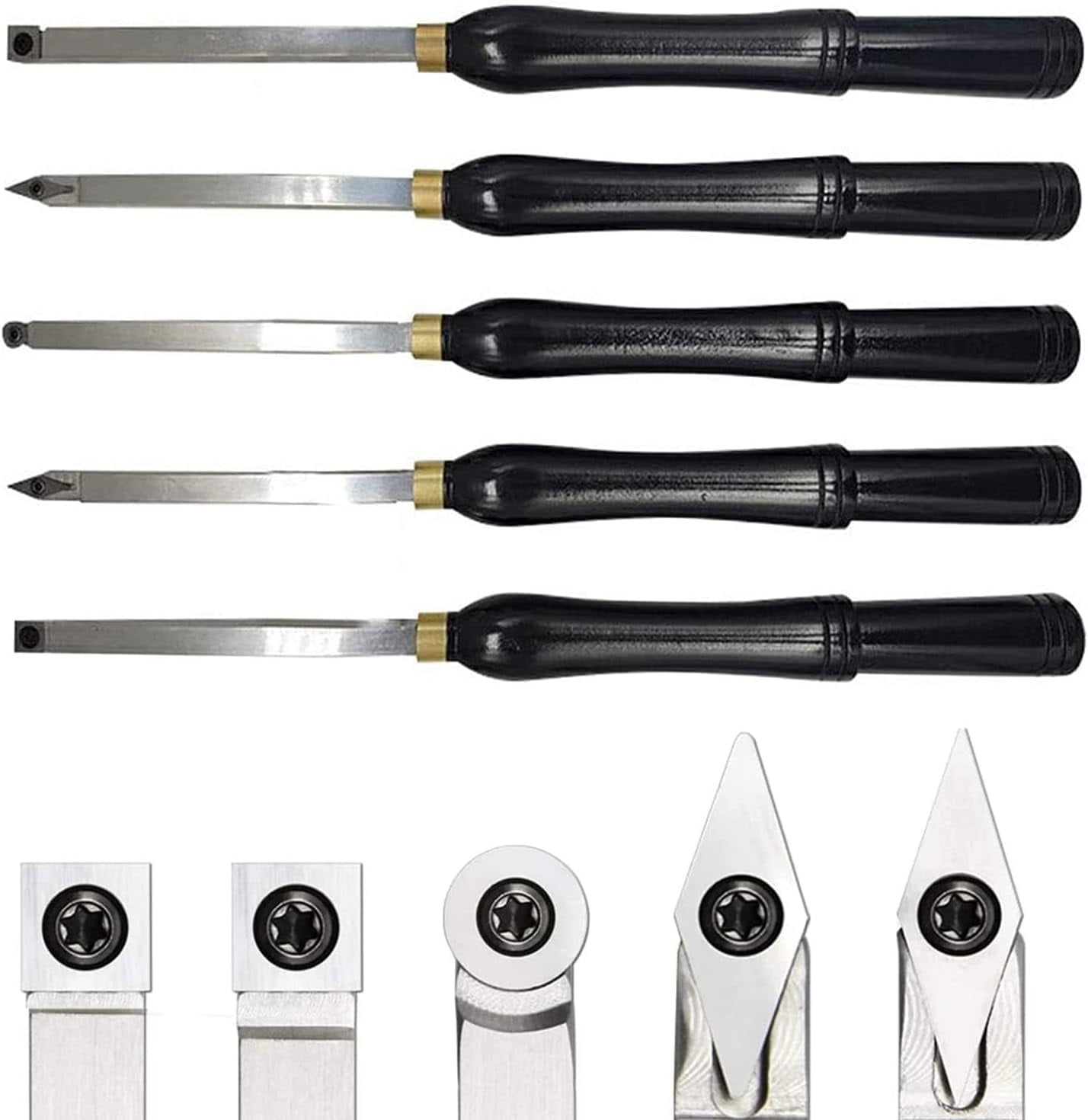 Wood Lathe Turning Tools Set, Carbide Tipped Wood Turning Lathe Tools Set, Professional Wood ...