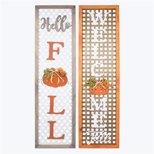 Wood Lattice Wall Fall Welcome Sign, Assorted Color - 2 Piece - Walmart.com
