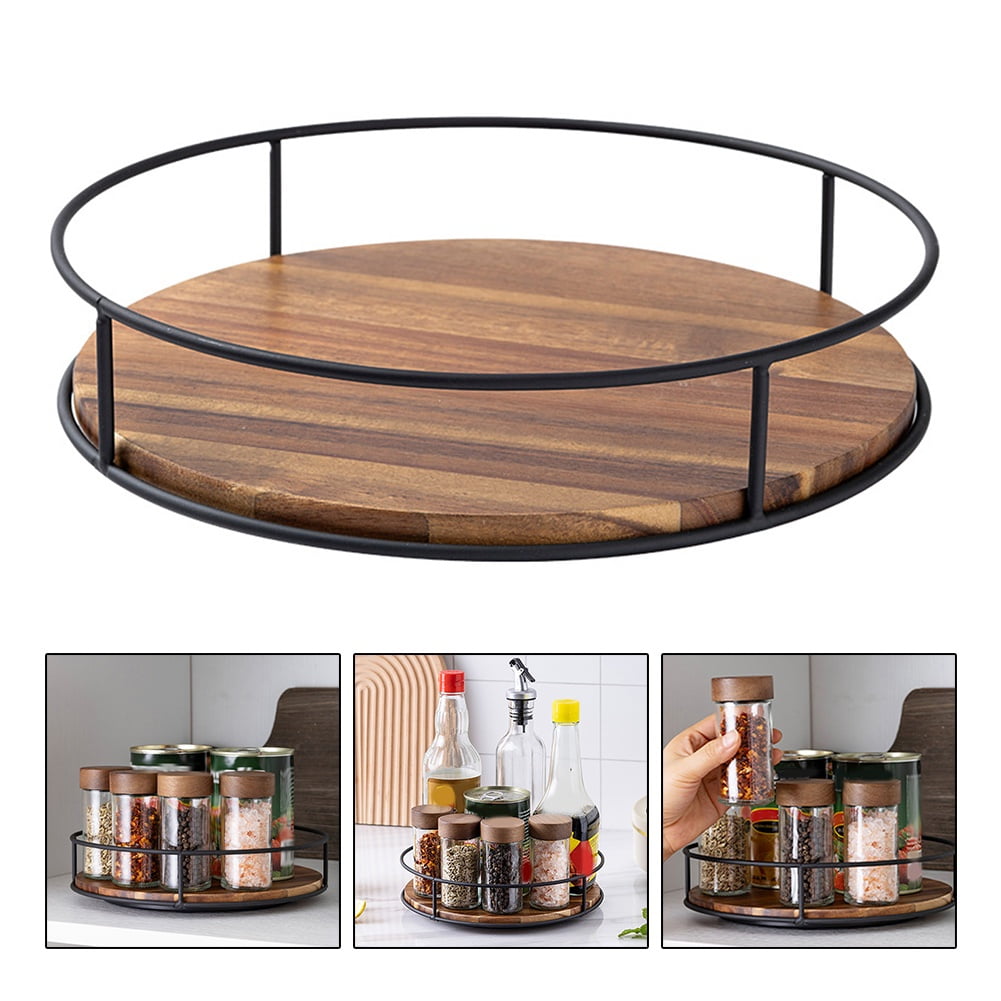 Wood Lazy Susan Turntable Organizer - 9" Round Wooden Lazy Susan for ...