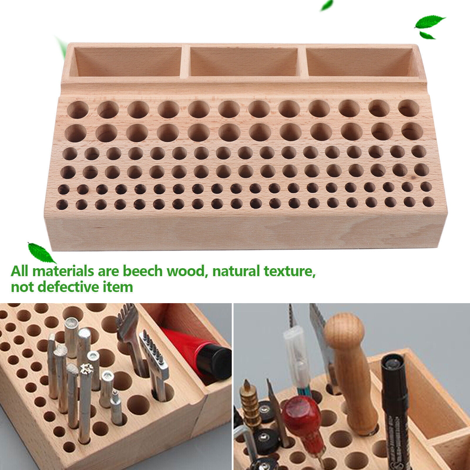 Wood Leather Tool Rack Leather Craft Holder 98 Holes Punch Storage ...