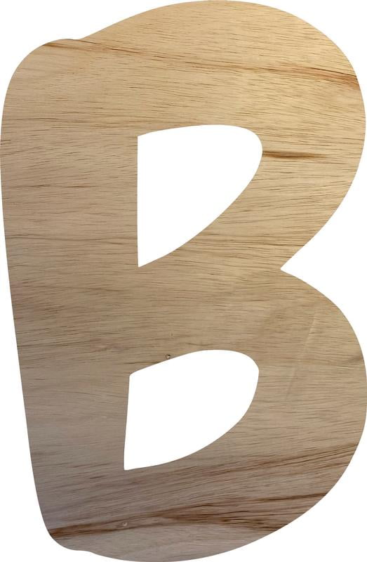 Wood Letter B Craft Shape, Unfinished 5'' Tall Small Kids Wooden Letter ...