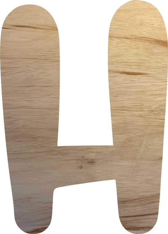 Wood Letter H Craft Shape, Unfinished 6'' Tall Small Kids Wooden Letter ...