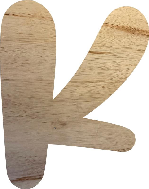 Wood Letter K Craft Shape, Unfinished 4'' Tall Small Kids Wooden Letter ...