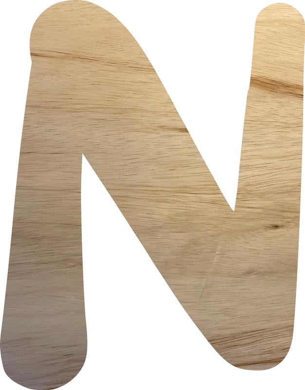 Wood Letter N Craft Shape, Unfinished 5'' Tall Small Kids Wooden Letter ...