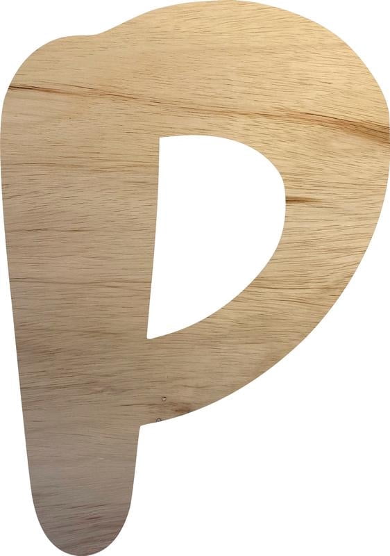Wood Letter P Craft Shape, Unfinished 12'' Tall Small Kids Wooden ...