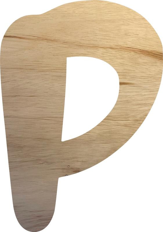 Wood Letter P Craft Shape, Unfinished 5'' Tall Small Kids Wooden Letter ...