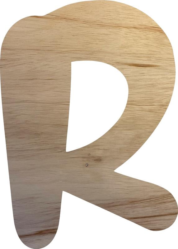 Wood Letter R Craft Shape, Unfinished 4'' Tall Small Kids Wooden Letter ...