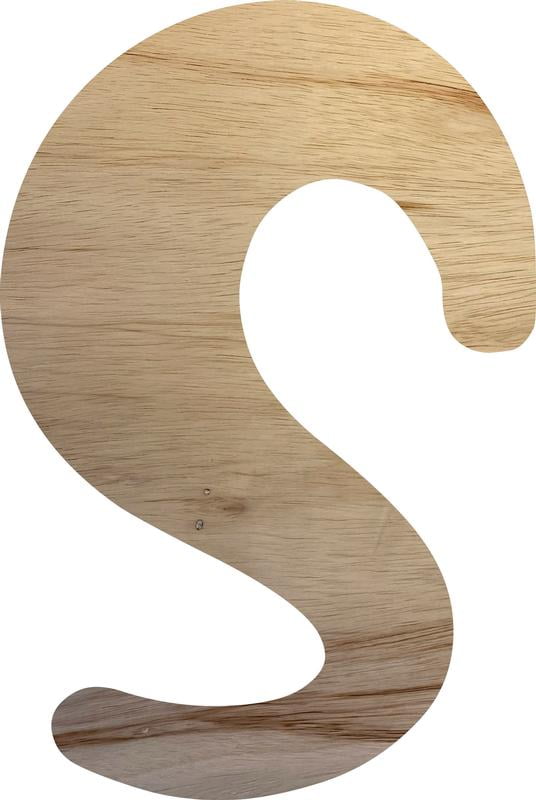 Wood Letter S Craft Shape, Unfinished 4'' Tall Small Kids Wooden Letter ...