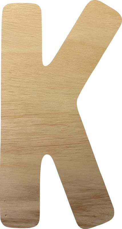 Wood Letter Unfinished Craft, 6'' Tall Wooden Alphabet Letter K ...