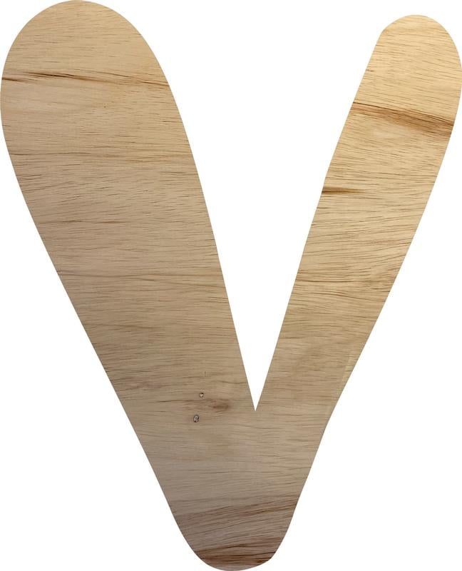 Wood Letter V Craft Shape, Unfinished 12'' Tall Small Kids Wooden ...