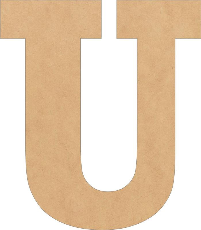 Wood Letters MDF, Unfinished 5'' Tall Rockwell U, Wooden Craft Letter ...