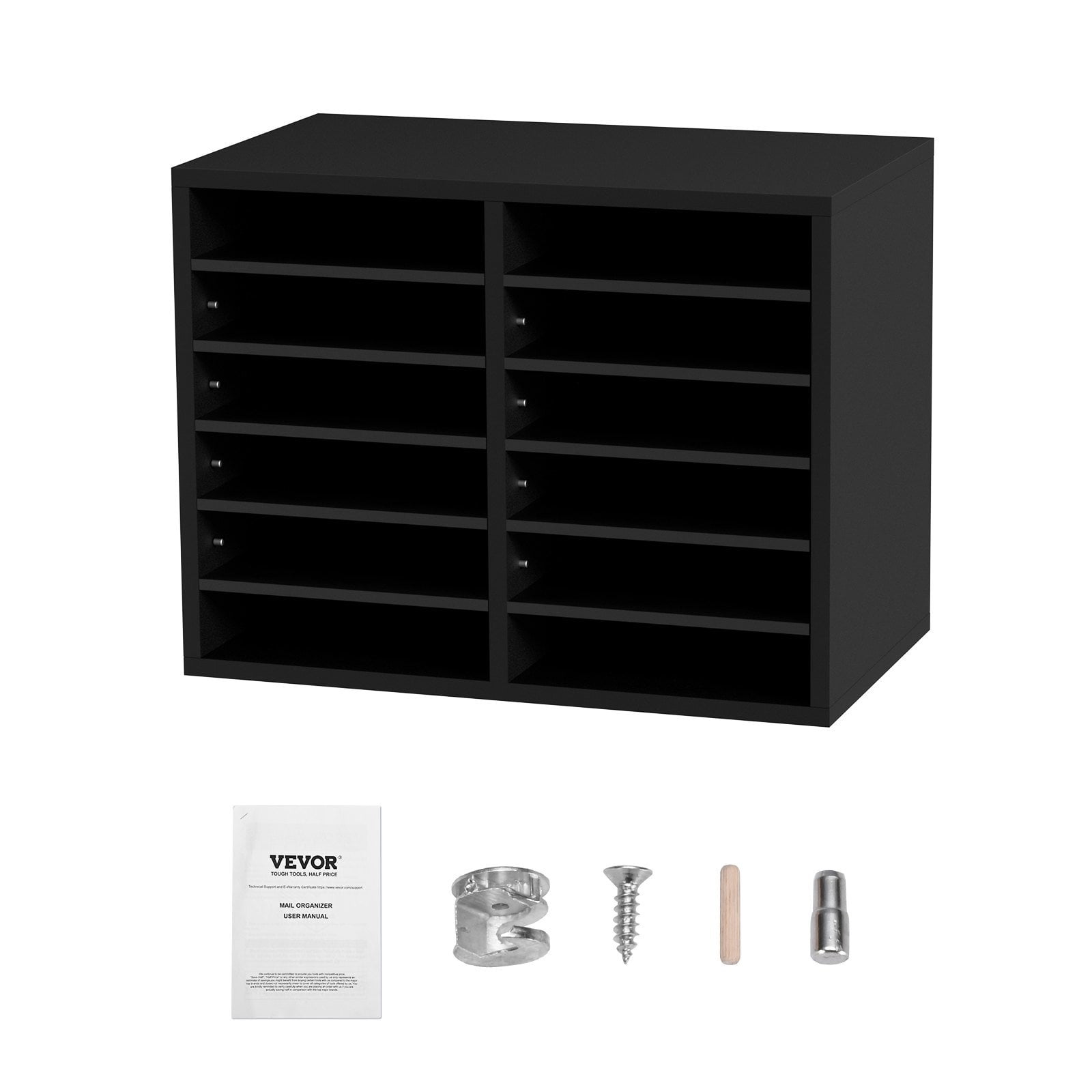 Wood Literature Organizer, 12 Compartments, File Sorter with Removable ...