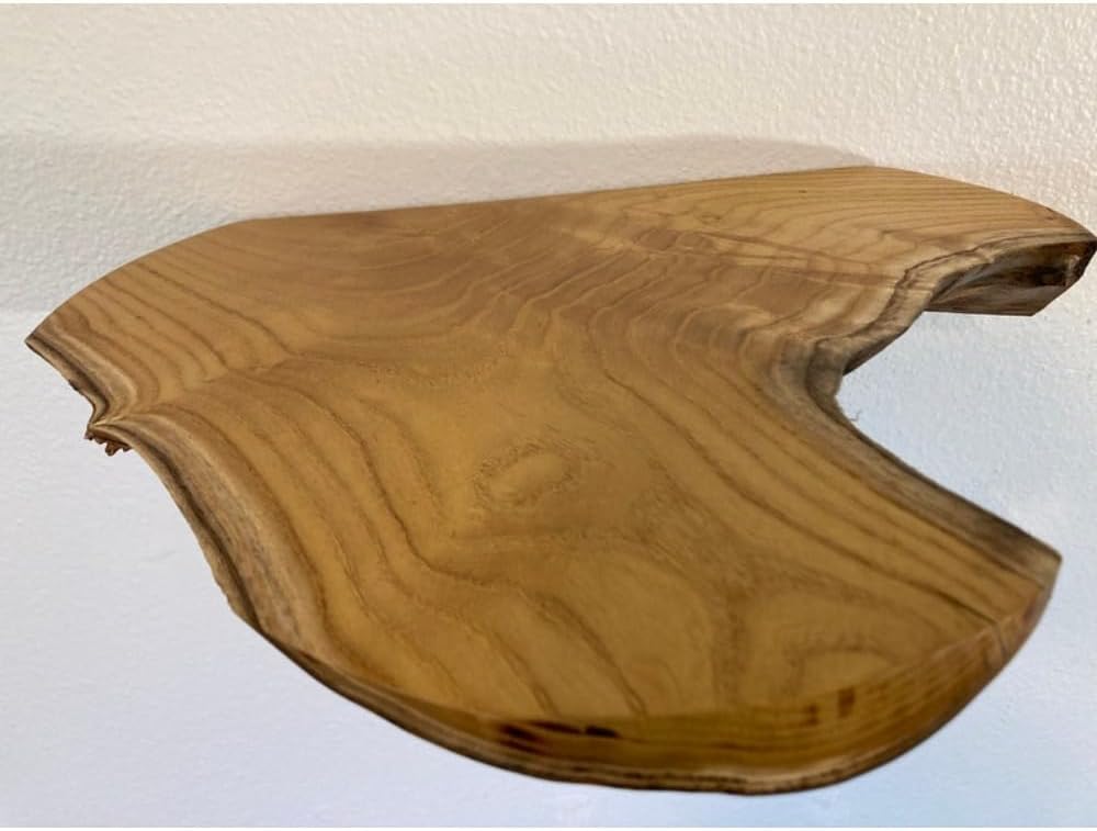 Wood Live Edge Hanging Shelf, Unique Floating Corner Shelf, Wooden Wall ...