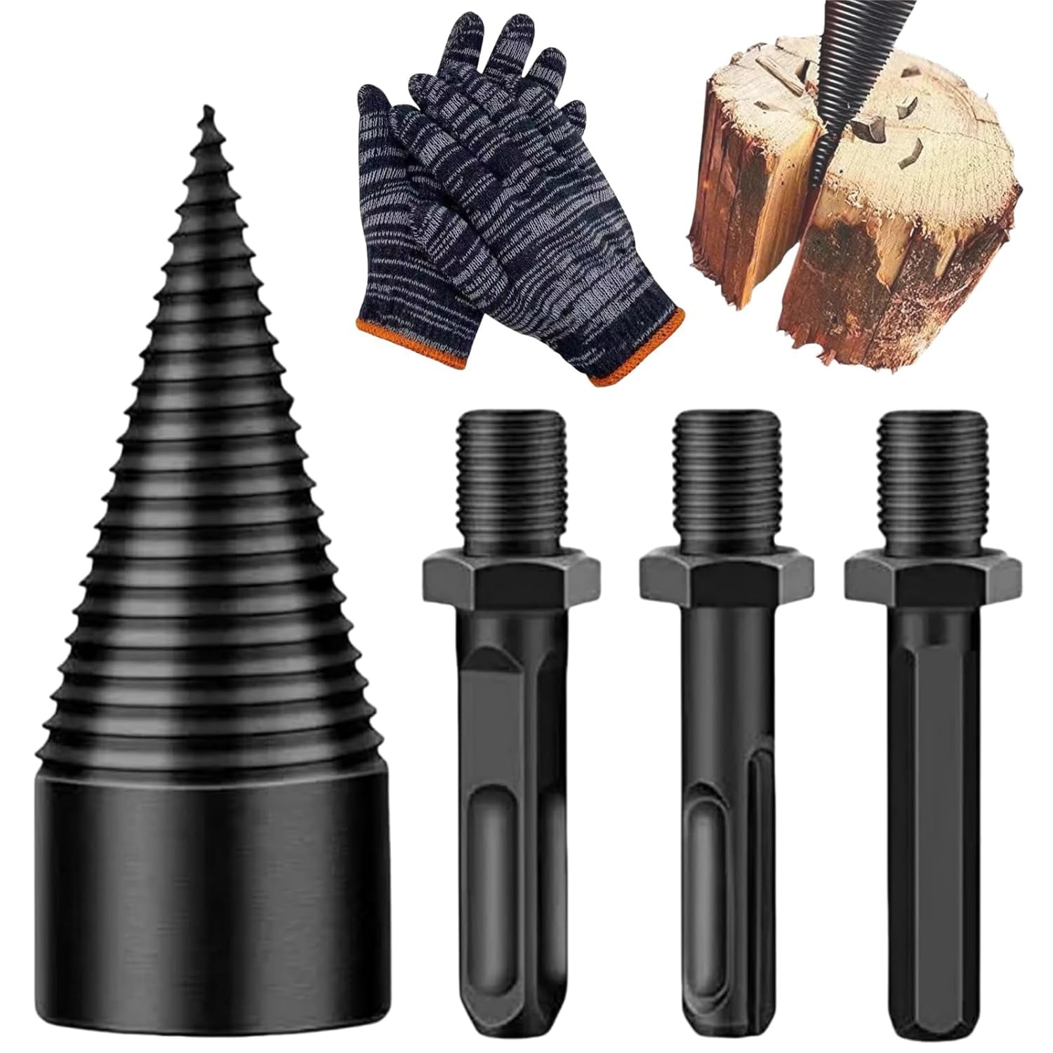 Wood Log Splitter Firewood Drill Bit, 32/42/50mm Wood Splitter Drill ...