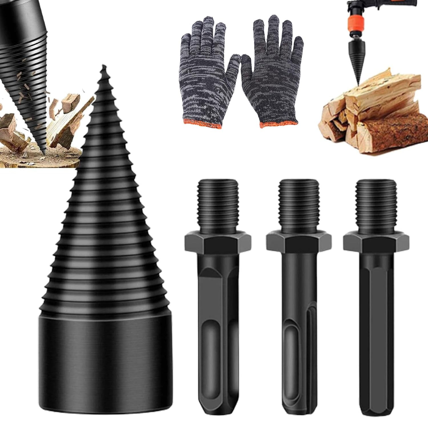 Wood Log Splitter Firewood Drill Bit, Carbon Steel Wood Log Splitter ...