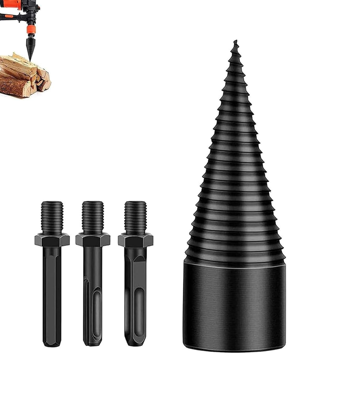 Wood Log Splitter Firewood Drill Bit, Detachable Screw Cone Wedge with ...