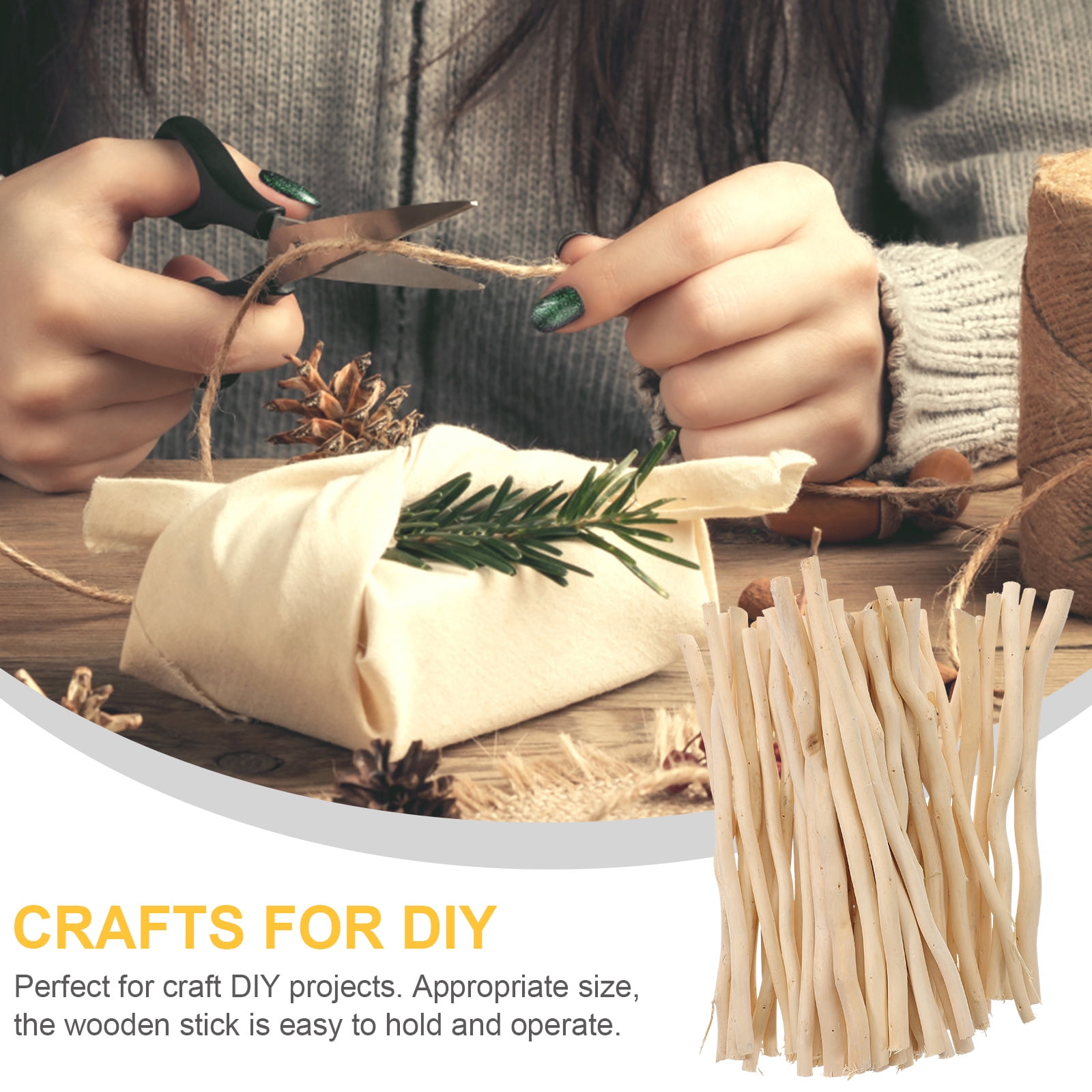 Clispeed 50Pcs Natural White Wood Sticks for DIY Crafts Garden Canes ...