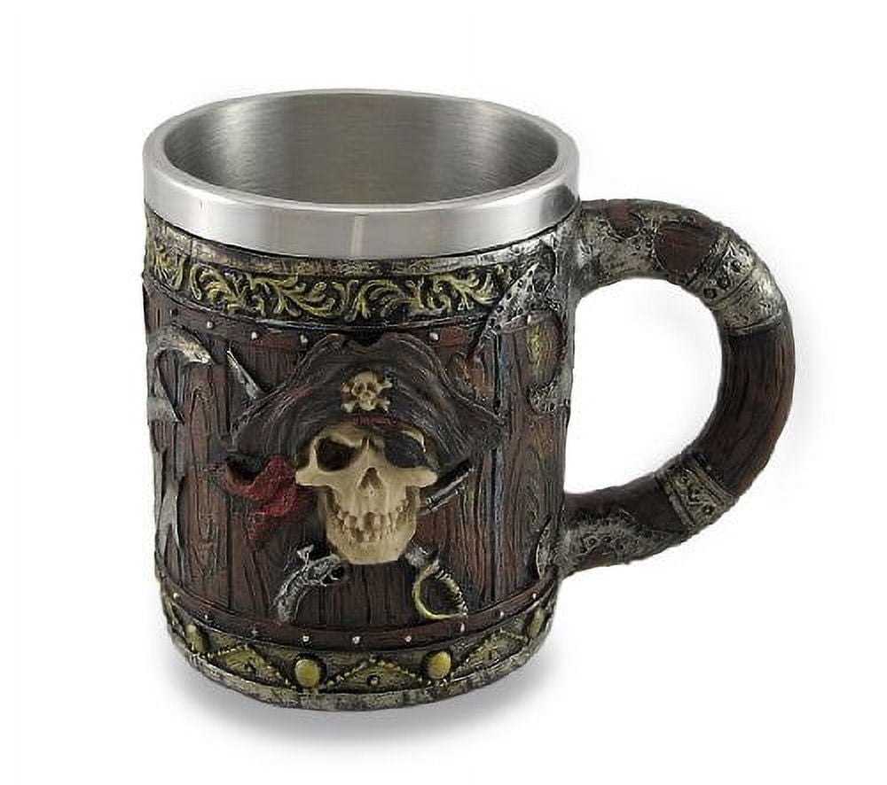 Wood Look Pirate Skull Drinking Tankard Gothic Coffee Cup Mug by ...