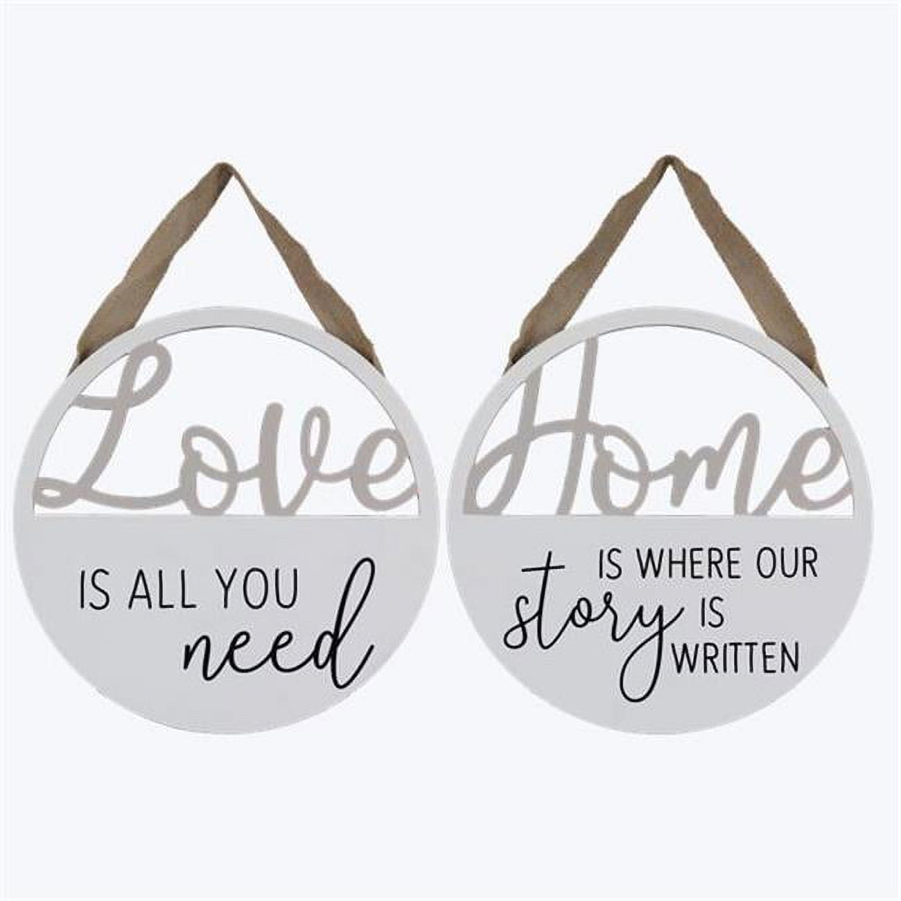 Wood Love Round Wall Sign with Cutout, Assorted Color - 2 Piece ...