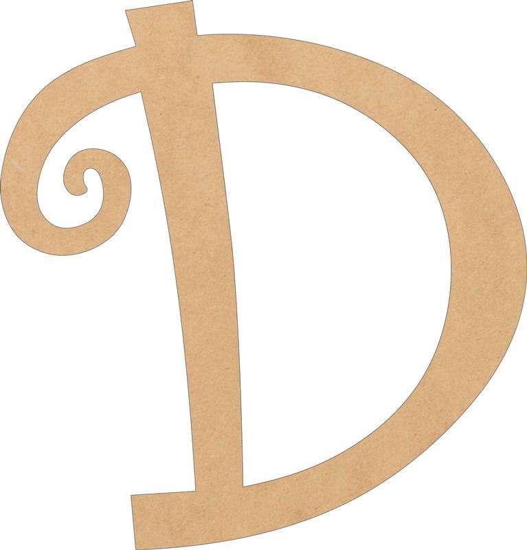 Wood MDF Letters, Unfinished 22'' Tall Curlz Monogram D, Wooden Craft ...