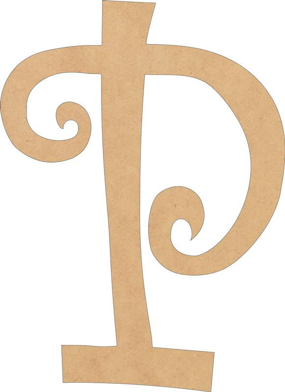 Wood MDF Letters, Unfinished 22'' Tall Curlz Monogram P, Wooden Craft ...