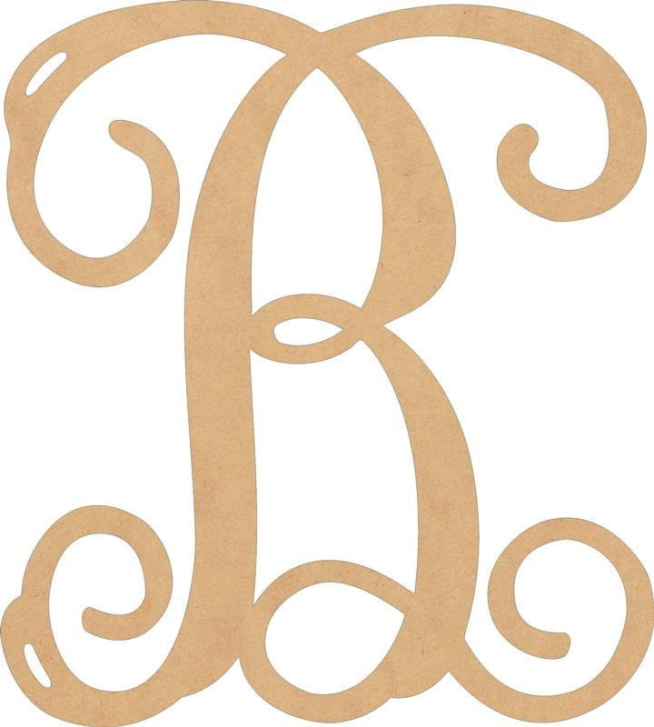 Wood MDF Letters, Unfinished 22'' Tall Vine Monogram B, Wooden Craft ...