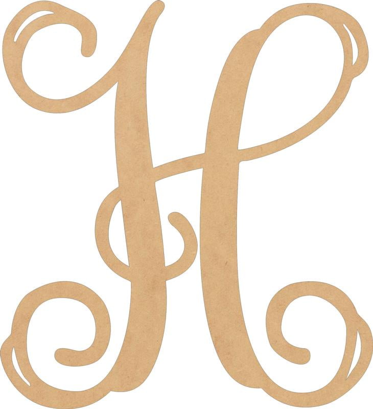 Wood MDF Letters, Unfinished 22'' Tall Vine Monogram H, Wooden Craft ...