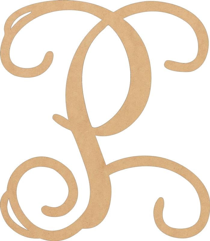 Wood MDF Letters, Unfinished 22'' Tall Vine Monogram P, Wooden Craft ...