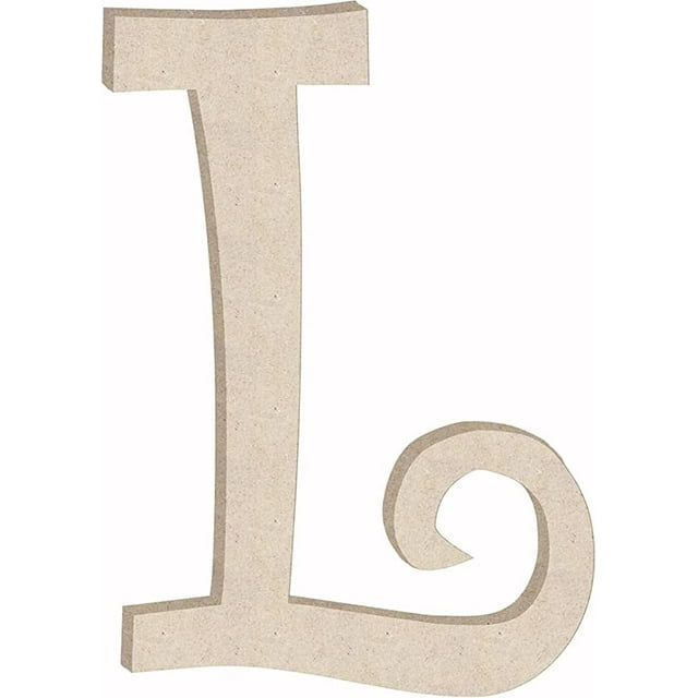 Wood MDF Letters, Unfinished 3'' Tall Curlz Monogram L, Wooden Craft ...