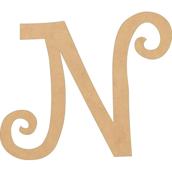 "Awesome Life Craft Unfinished Wood MDF Letters, Curlz Monogram N, 3 ...