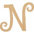 Wood MDF Letters, Unfinished 3'' Tall Curlz Monogram N, Wooden Craft ...