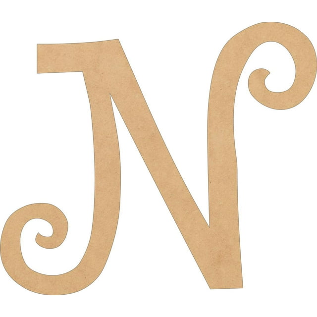 Wood MDF Letters, Unfinished 3'' Tall Curlz Monogram N, Wooden Craft ...