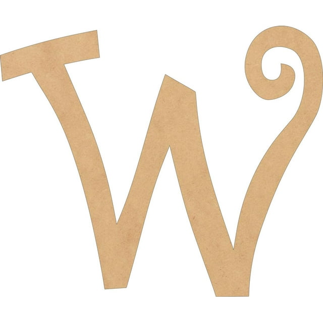 Wood MDF Letters, Unfinished 3'' Tall Curlz Monogram W, Wooden Craft ...